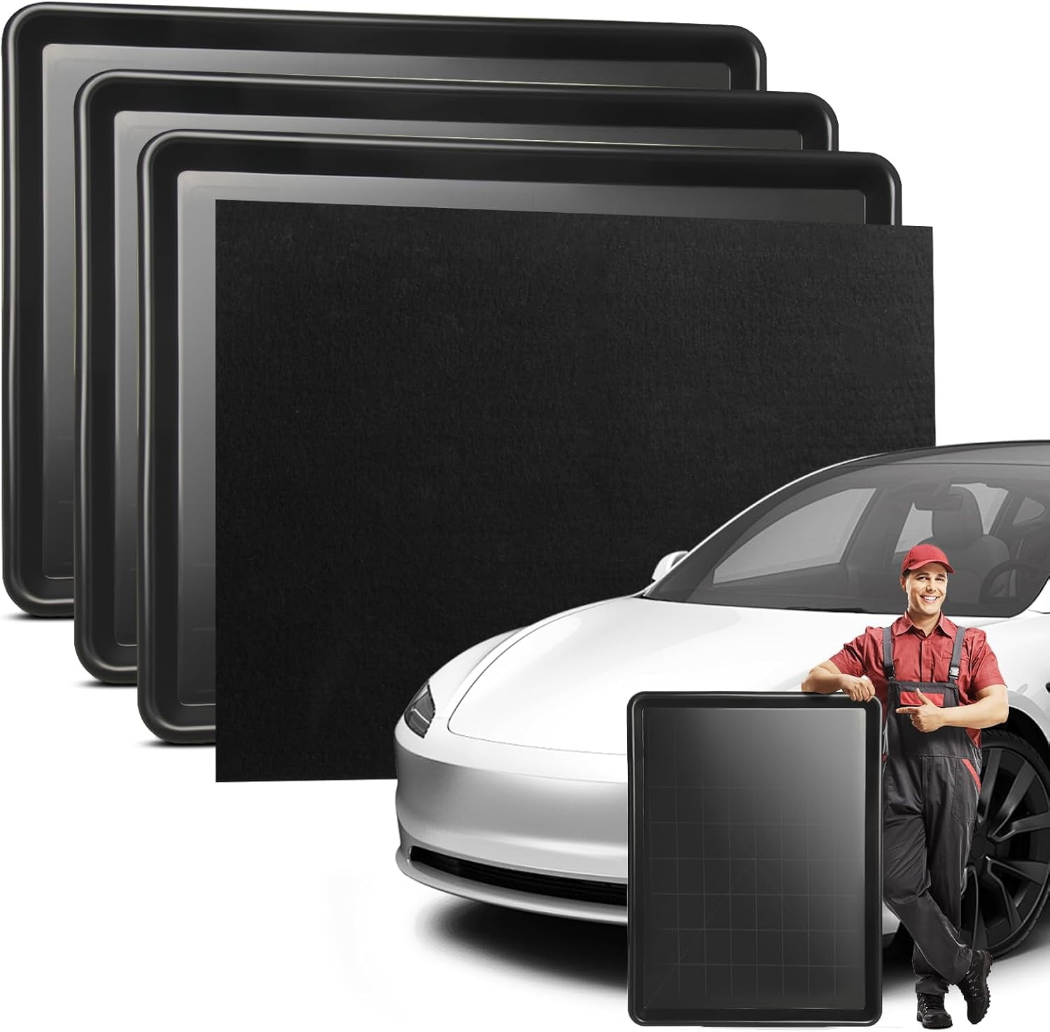 3- Oil Drip Pan for Under - 26.8"x20.5" Large Flexible Oil Trays with ...