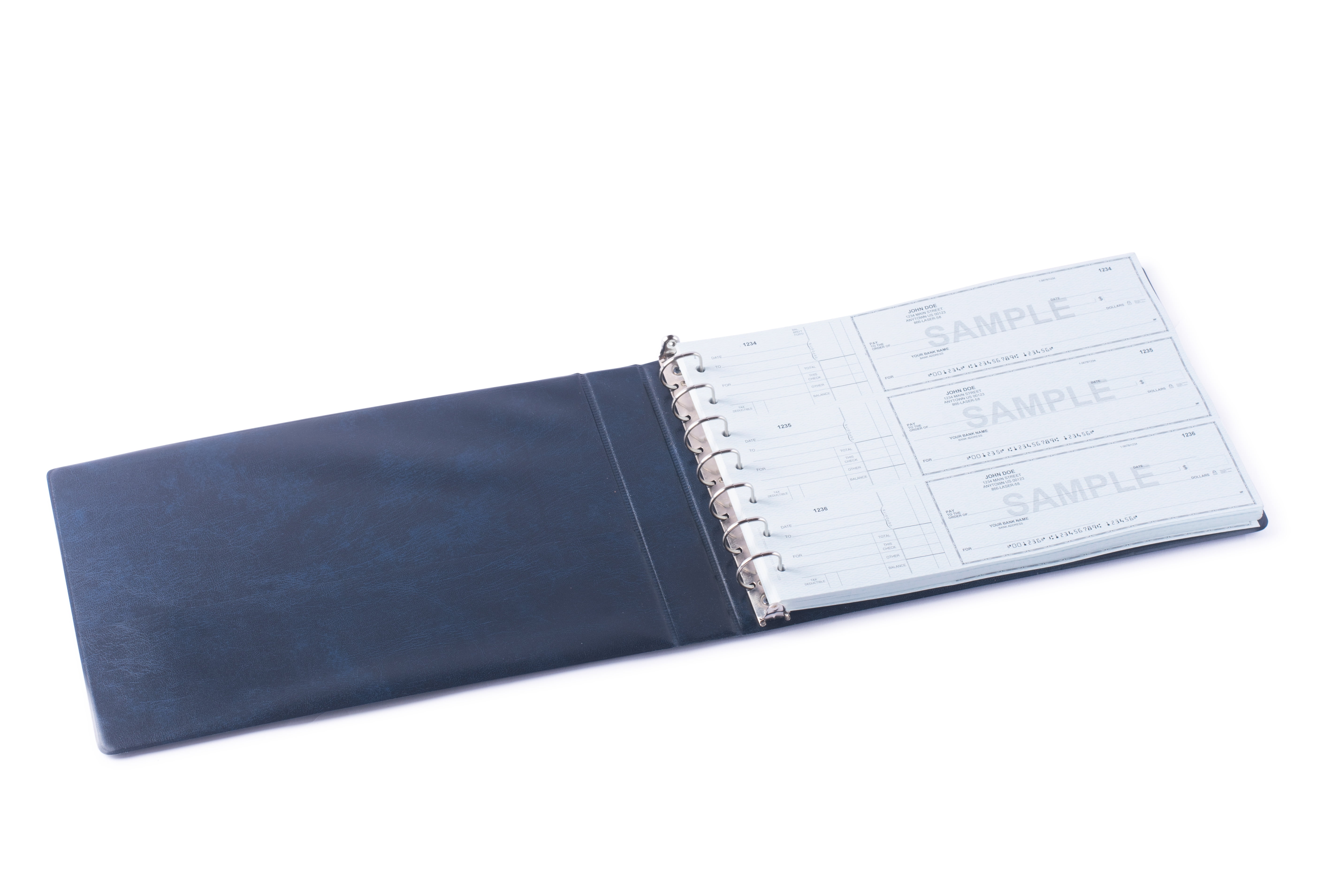 3 On a Page Binder for Business Checks 7 Rings Blue Made in The USA ...