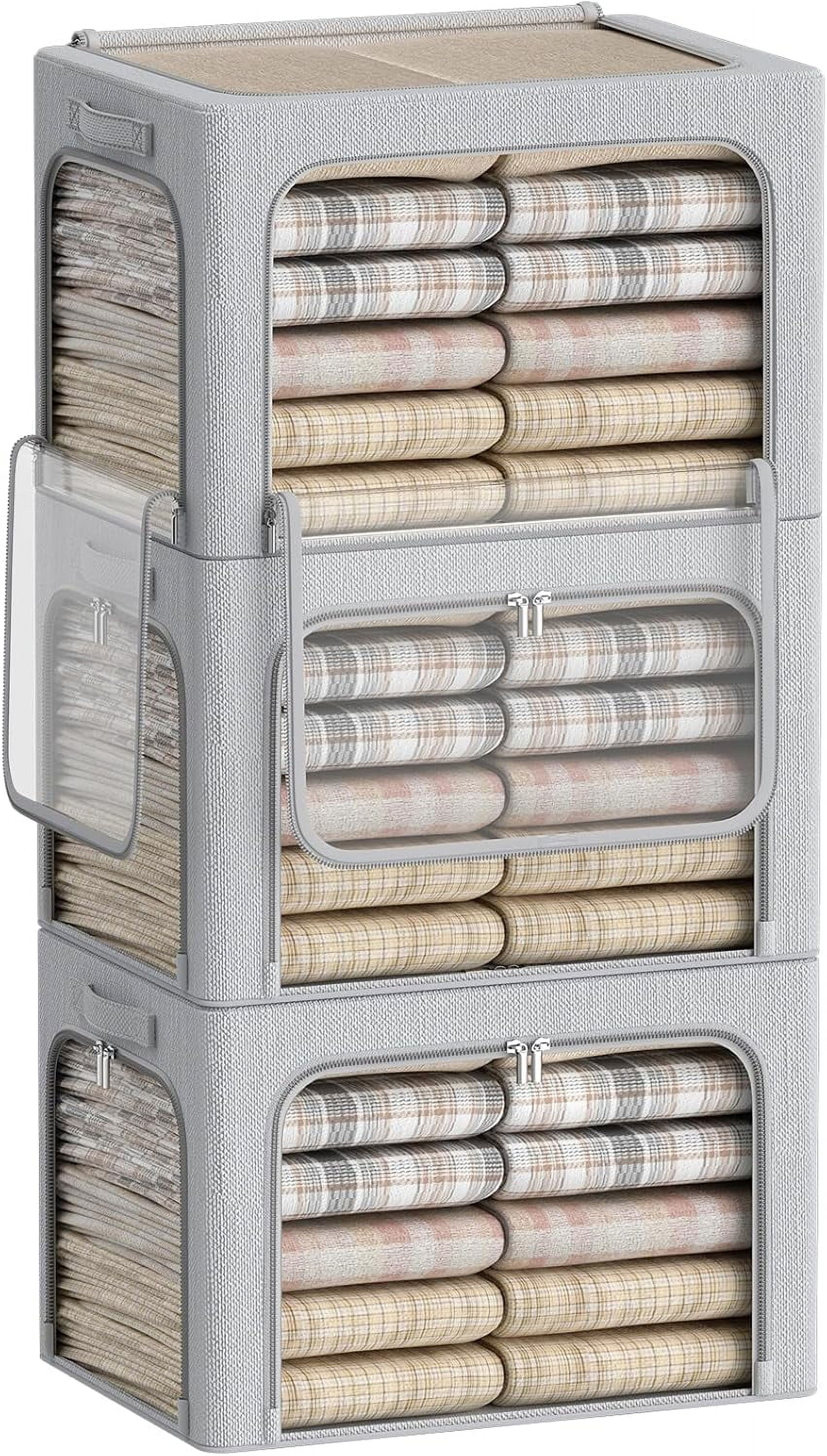 3 Openings Clothes Storage Bins Box - 3Pack Stackable Foldable Storage ...