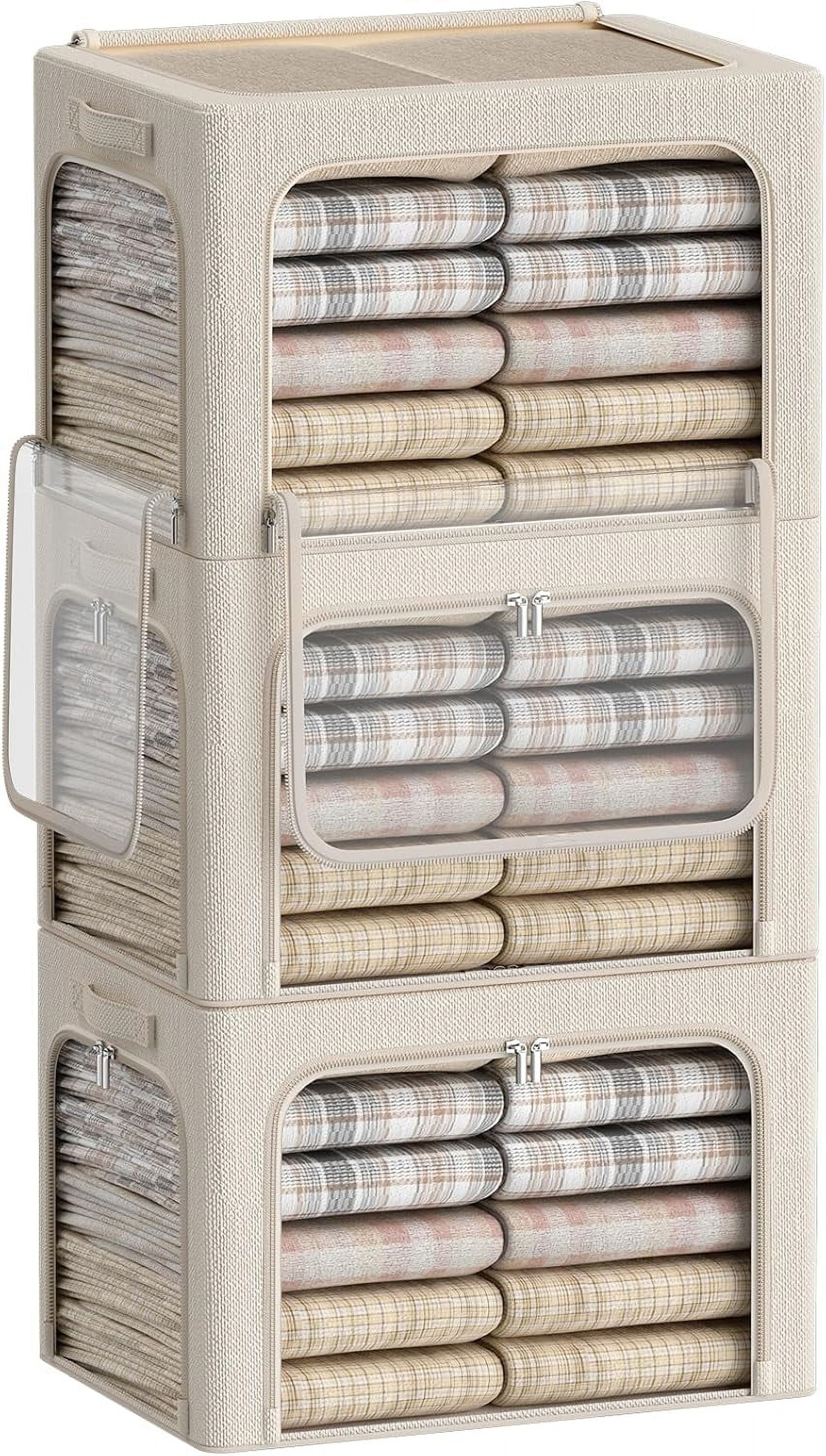 3 Openings Clothes Storage Bins Box - 3Pack Stackable Foldable Storage ...