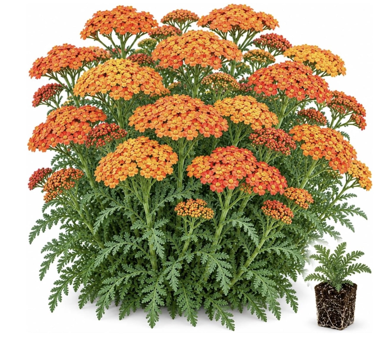3 Orange Yarrow Live Plant Plugs | Achillea Perennial Pollinator Plants ...