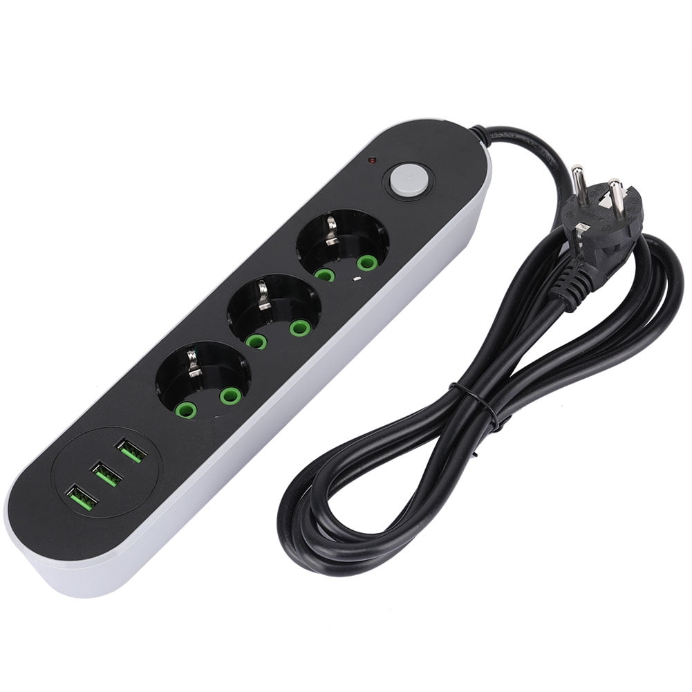 3-Outlet & 3-USB Hub, 220V Multi-Functional Socket with Charging Ports ...