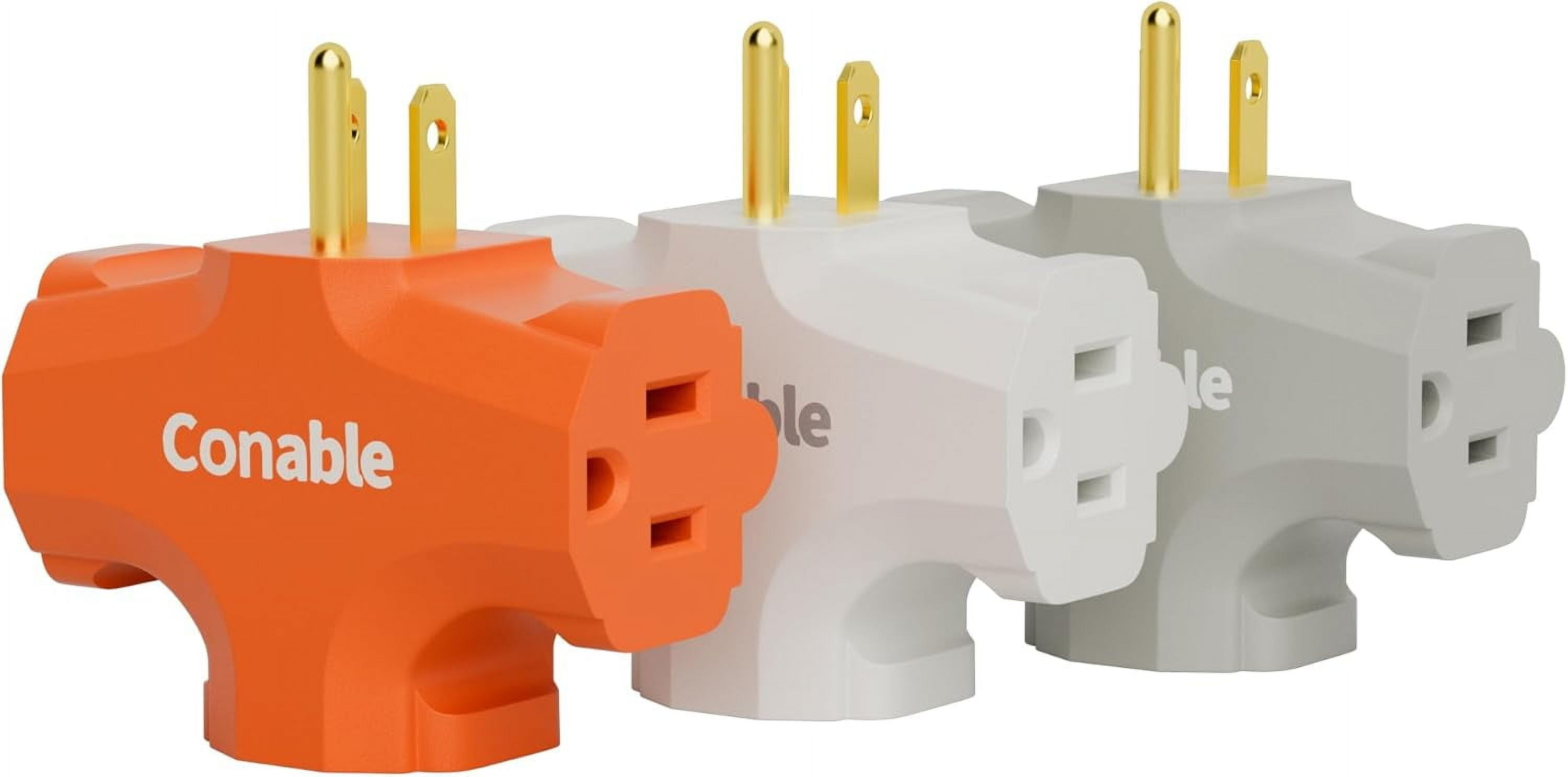 3-Outlet Adapter, 3 Prong Plug Extender, Heavy-Duty Grounded Power Tap ...