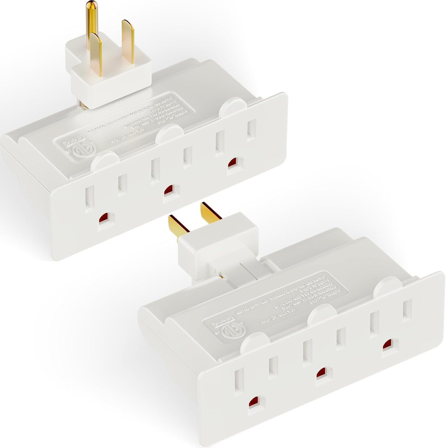 3-Outlet Adapter, 3 Way Plug Adapter with 180 Degree Swivel Plug, 3 ...