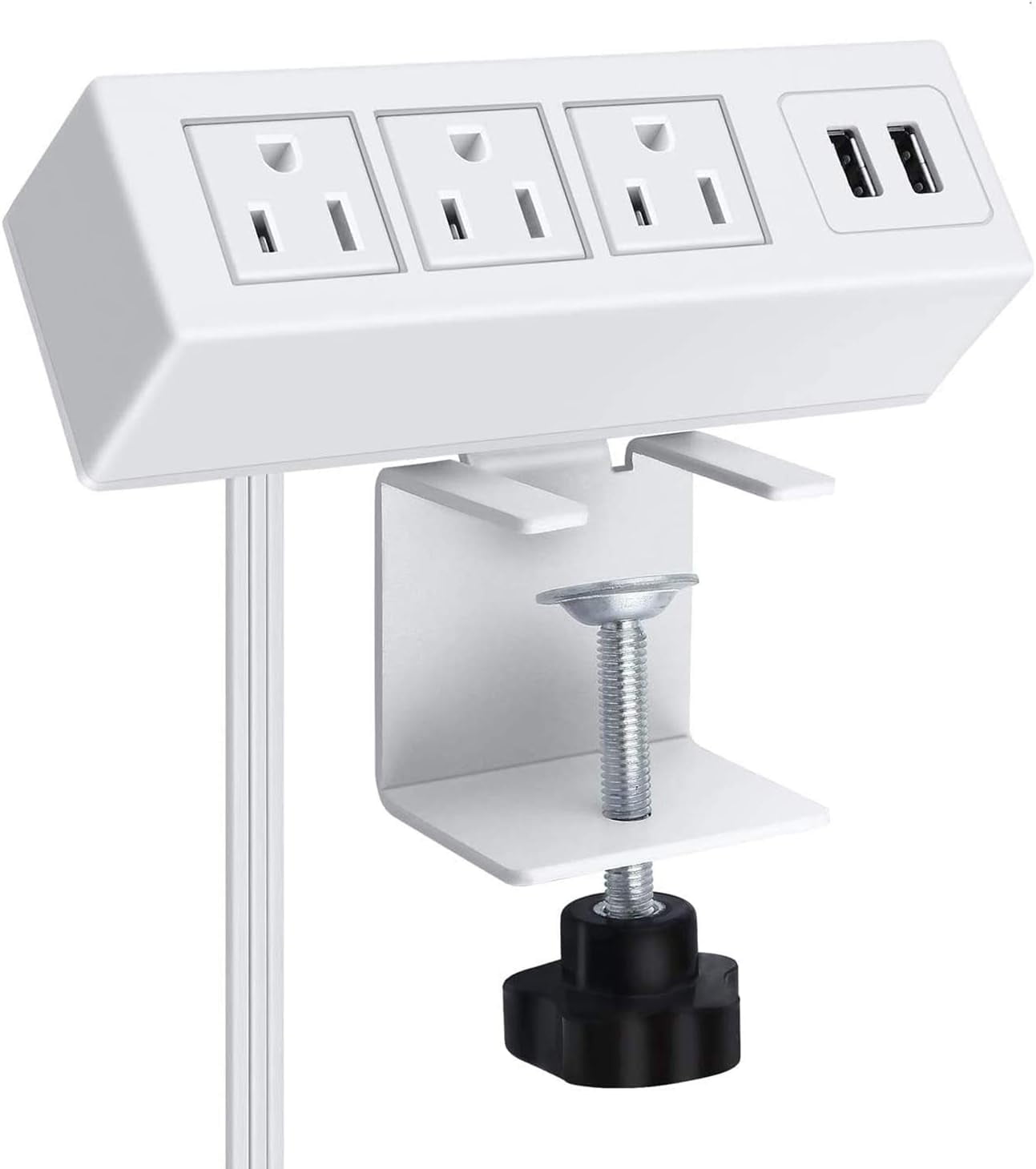 3 Outlet Desk Clamp Power Strip with USB Ports, Desktop Power Strip ...