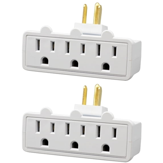 Projectpak 3 Outlet Grounded Wall Tap Splitter, 180° Rotating Plug ...
