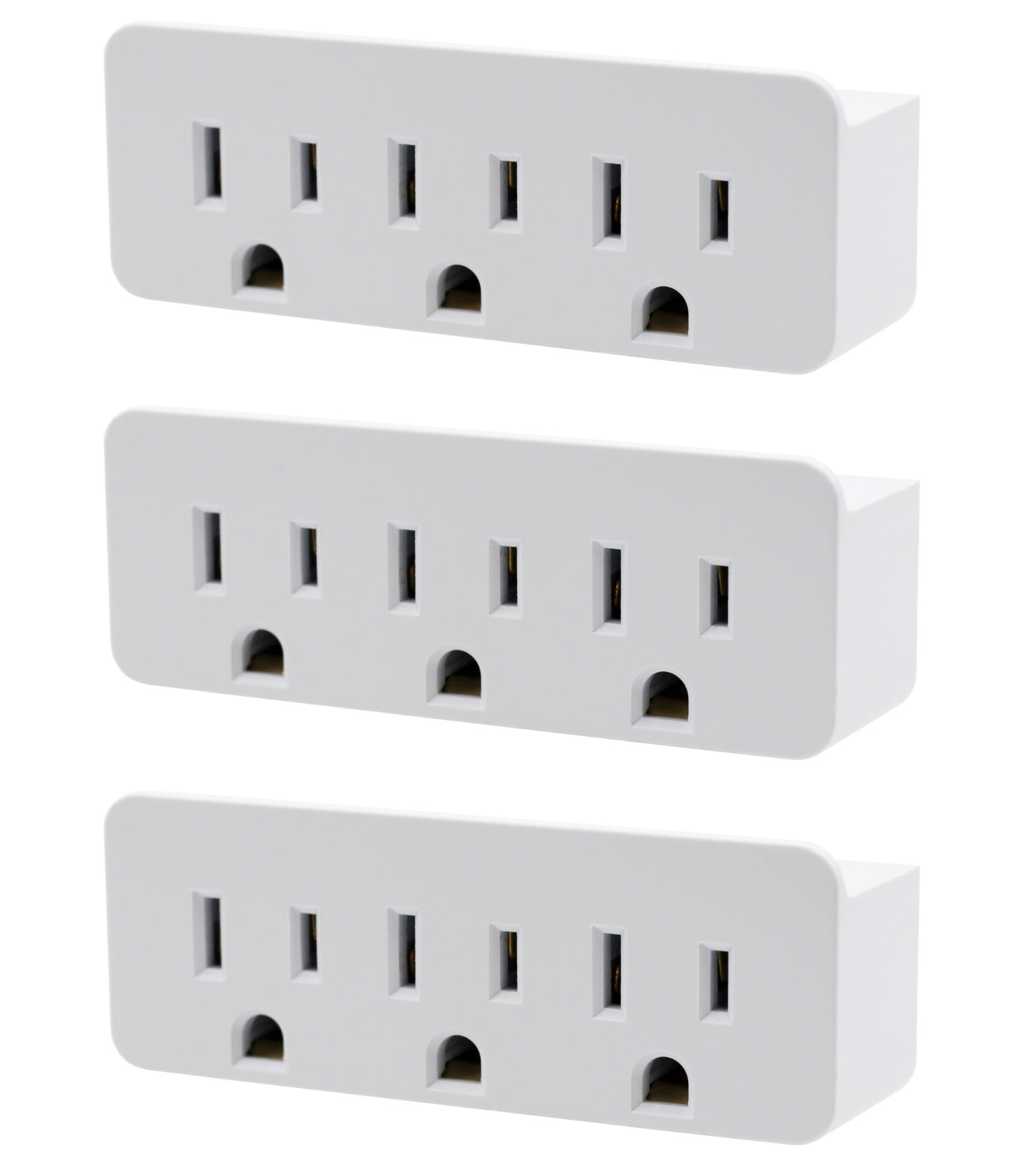 3 Outlet Grounded Wall Adapter - Splitter Extends 1 Outlet to 3 with ...