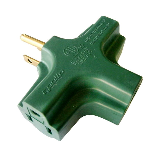 3-Outlet Heavy-Duty Adapter, Green - Walmart.com