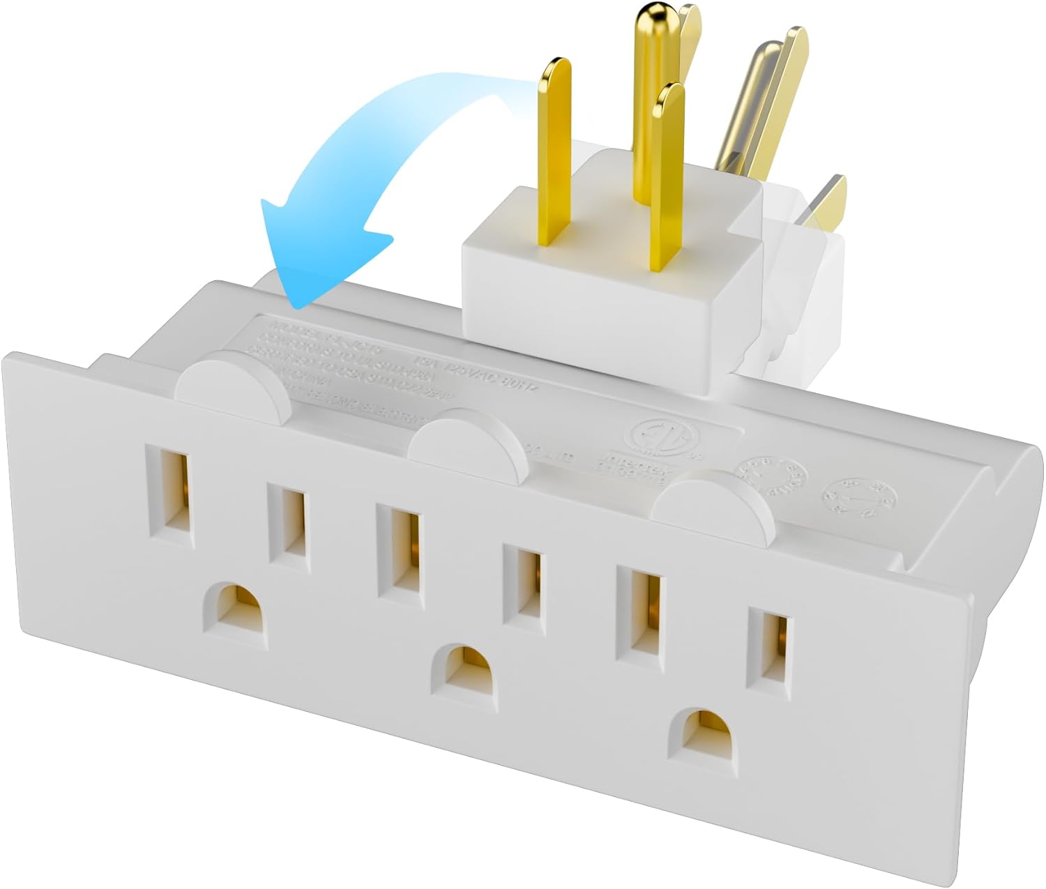 3-Outlet Rotating Plug Wall Outlet Extender, 180 Degree Swivel Power ...