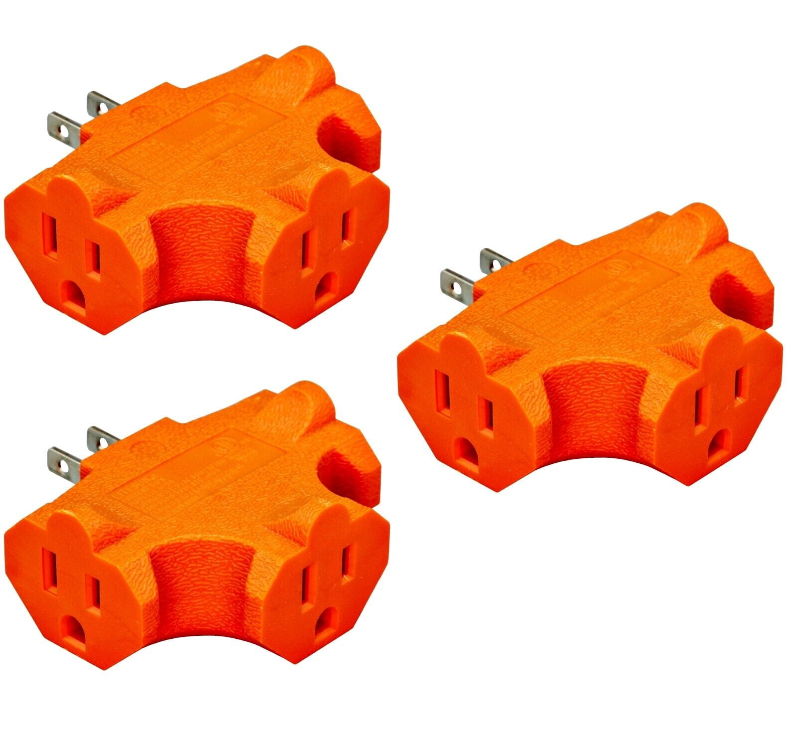 3 Outlet T Shaped Wall Plug Grounding Adapter Splitter Extender - 3 ...