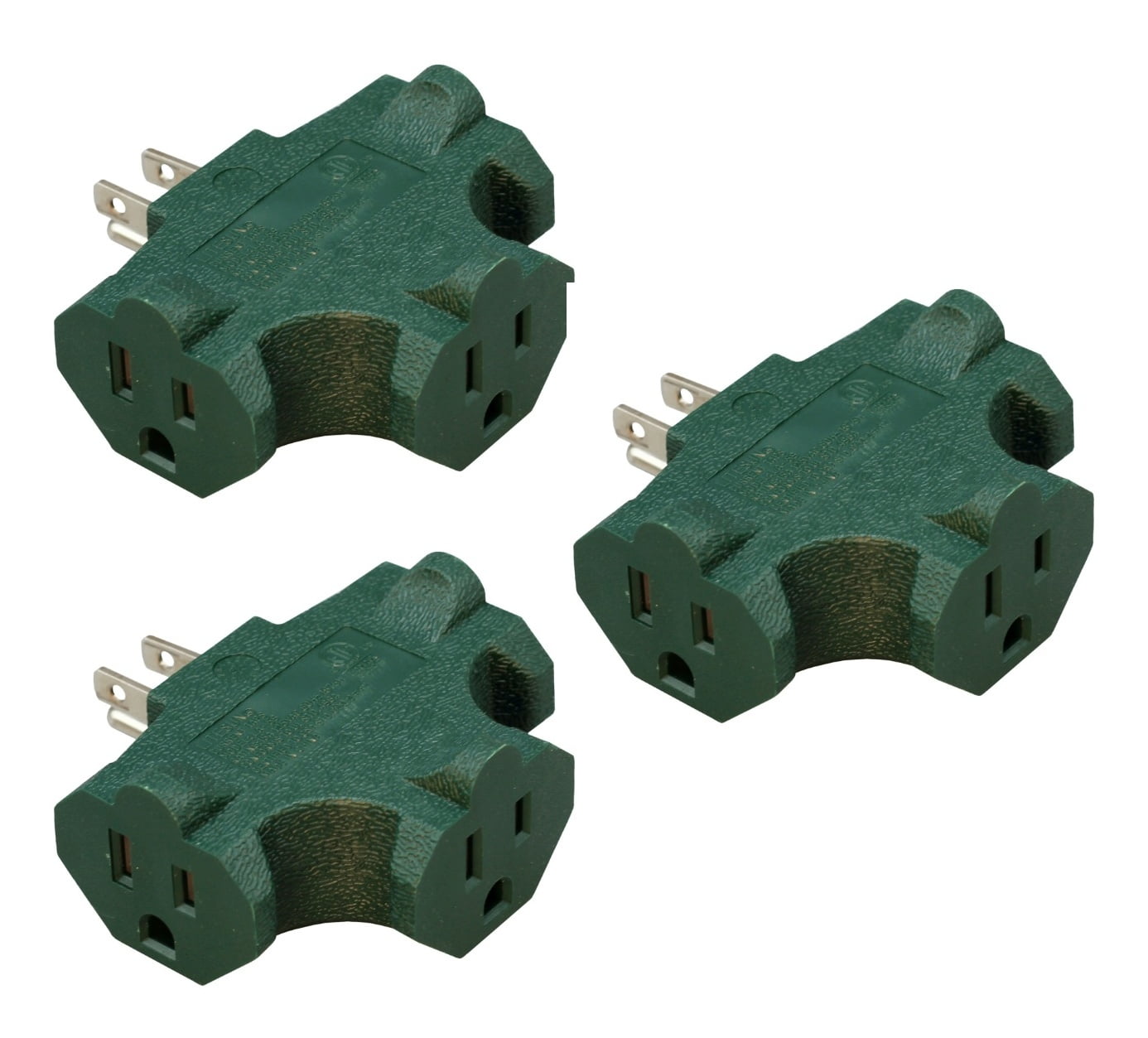 3 Outlet T Shaped Wall Plug Grounding Adapter Splitter Extender ...