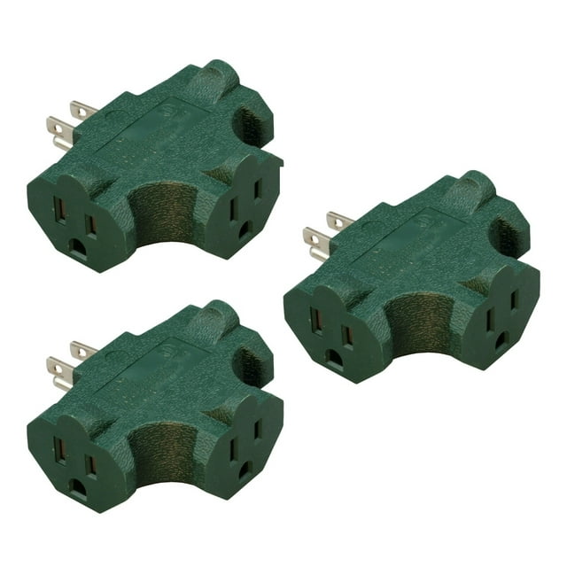 3 Outlet T Shaped Wall Plug Grounding Adapter Splitter Extender ...
