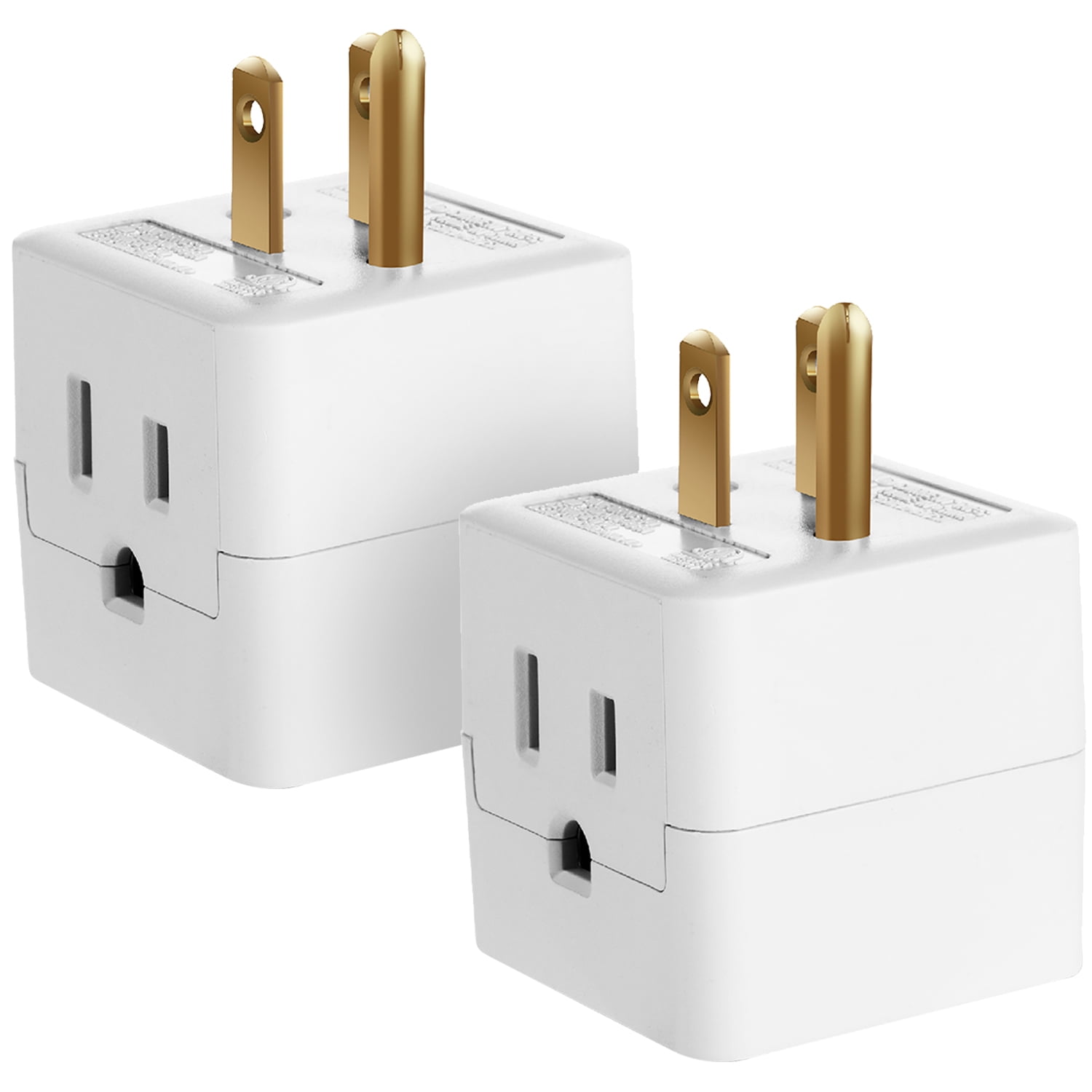 3 Outlet Wall Adapter Tap (2 Pack), Fosmon 3-Prong Portable Travel Mini ...