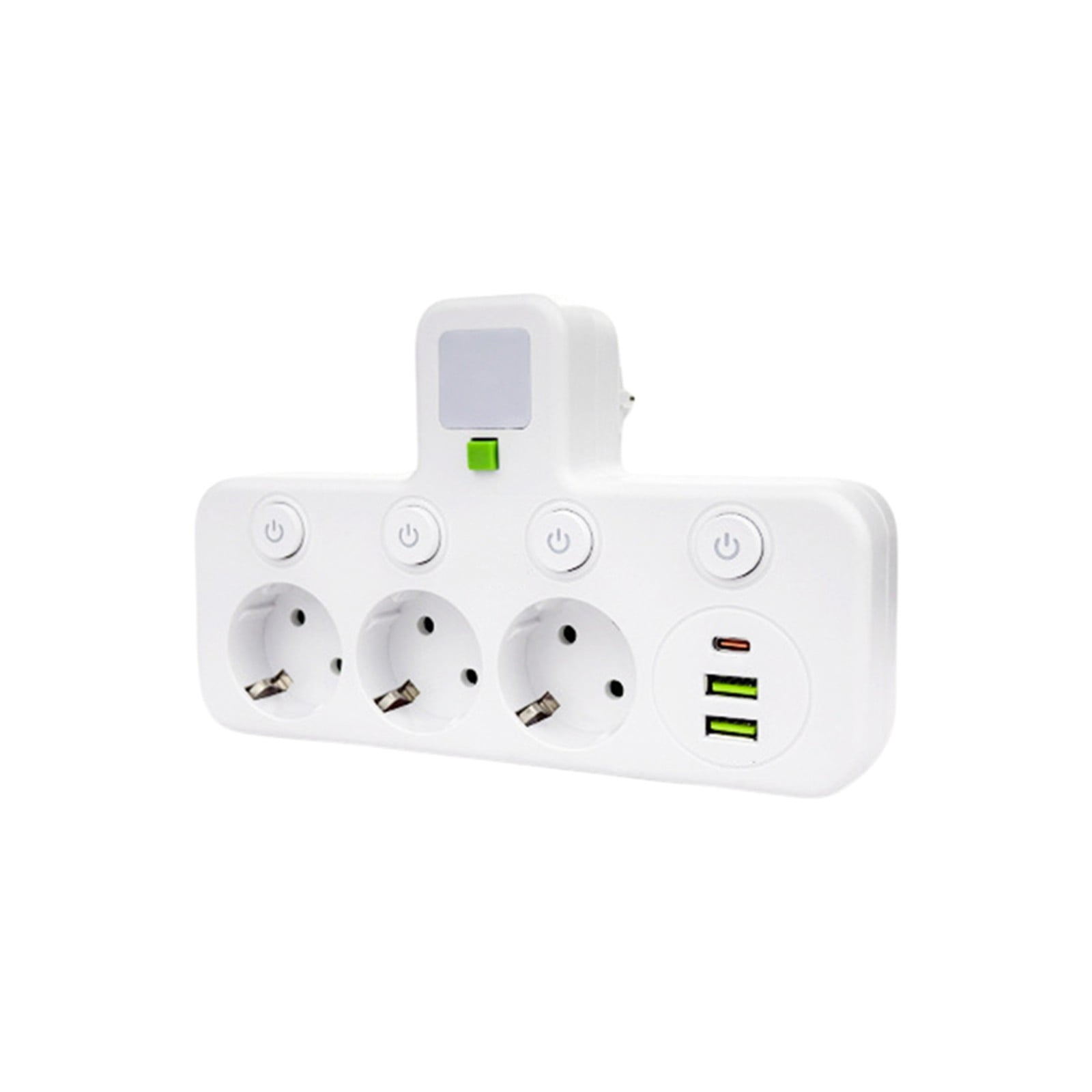 3-Outlet Wall Mount Surge Protector, 6-in-1 Power Strip with 3 AC ...