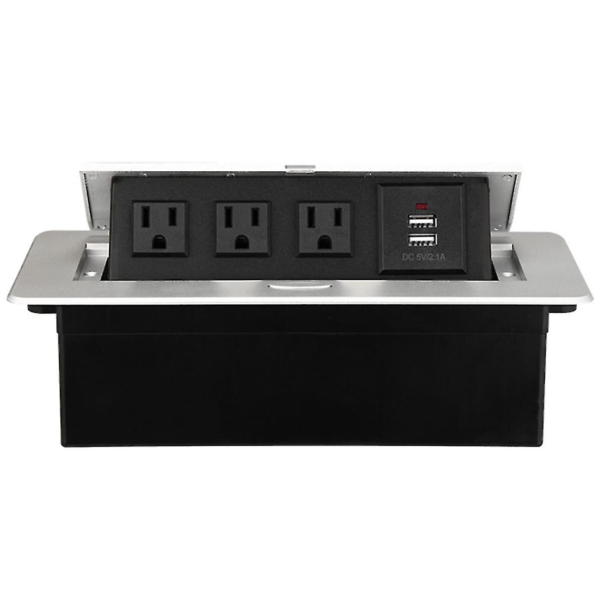 3 Outlets Pop-up Floor Electrical Outlet Recessed Hidden Countertop ...