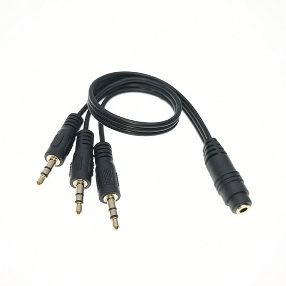 3 Output 3.5mm Auxes Splitter Cable Gold Plateds Connectors 30cm Length for Clear Sound ...