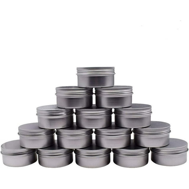 3 Oz 15 Pack 90ml Empty Round Silver Aluminum Tin Cans Metal Steel Tins Screw Top Slip Slide ...