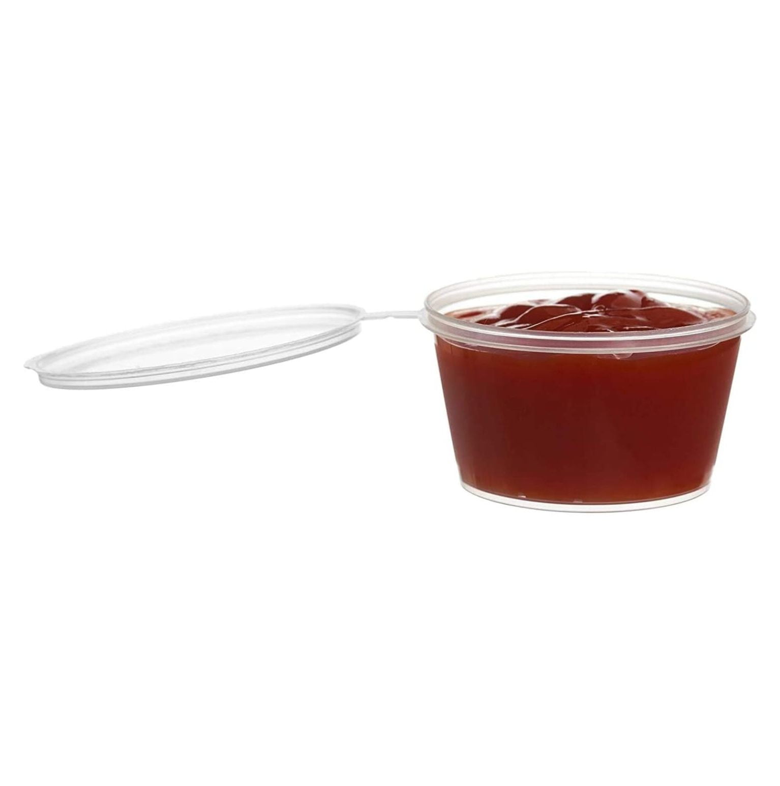 3 Oz Leak Proof Plastic Condiment Souffle Containers with Attached Lids ...