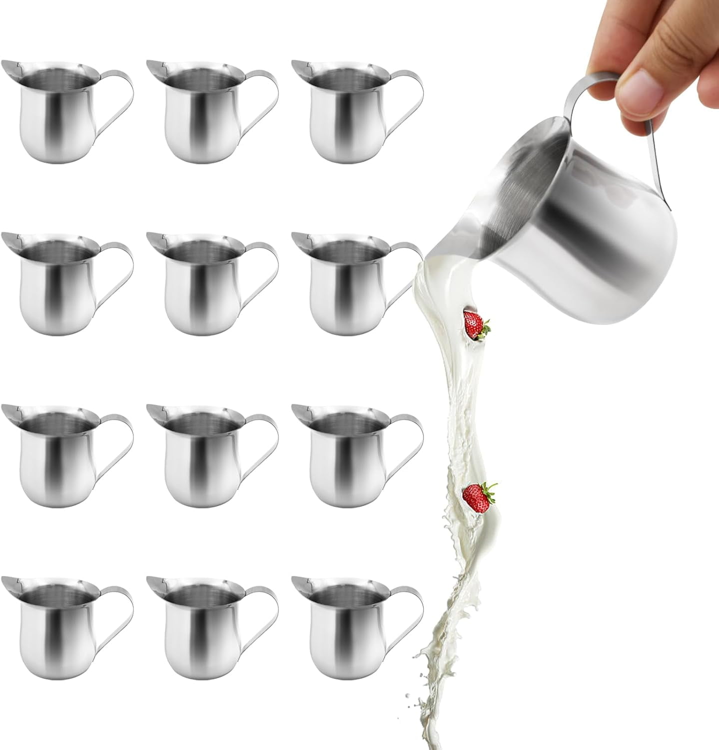 3 Oz Small Creamer Pitcher, Stainless Steel Bell Creamers, Creamer ...