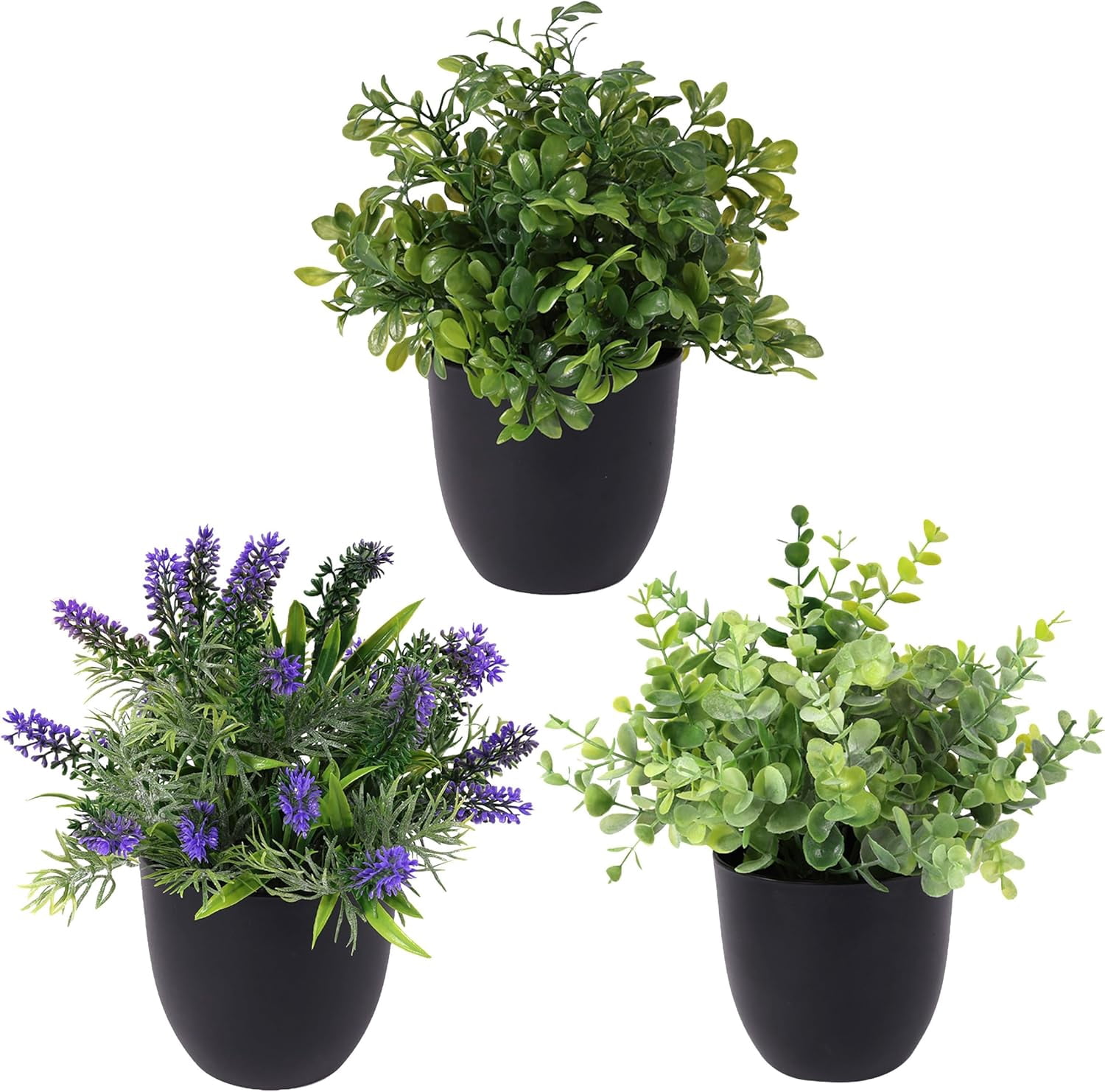 3 PACK 10" H Artificial Plant Greenery Pot (9" W Potted Greenery: Fake ...