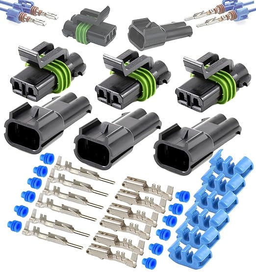 3-PACK (2-PIN) 30Amp Metri-Pack Waterproof Connector Terminals and ...