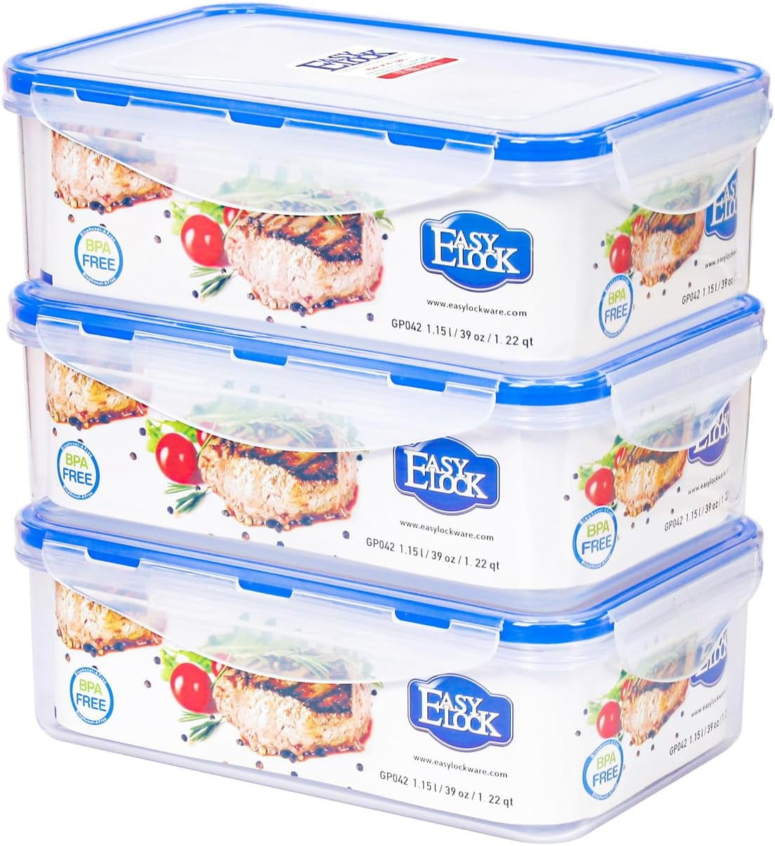 3 PACK 38.9Oz Reusable Meal Prep Containers with Lids, Airtight Food ...