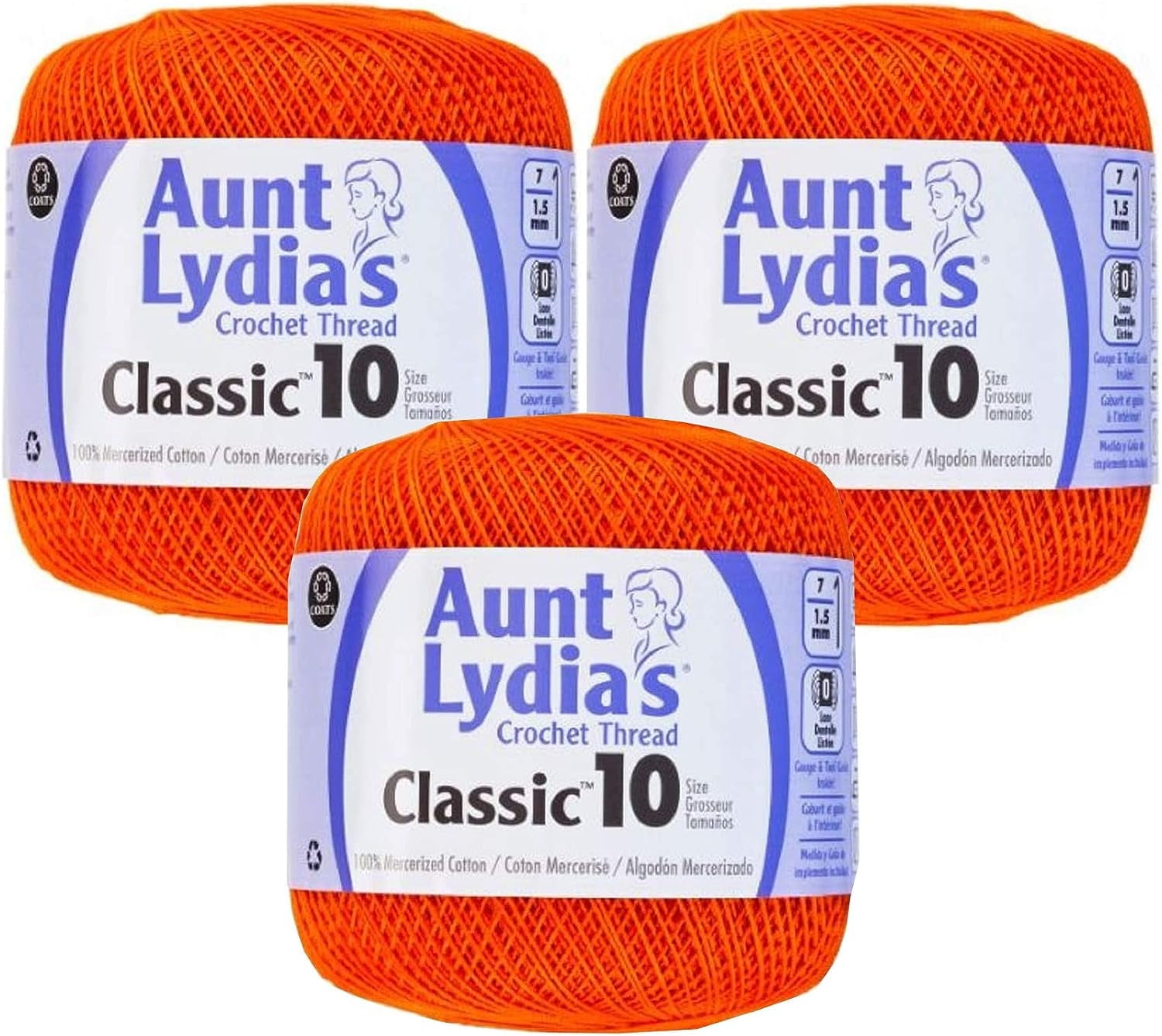 3-PACK - Aunt Lydia's Classic Crochet Thread Size 10-Pumpkin - Walmart.com