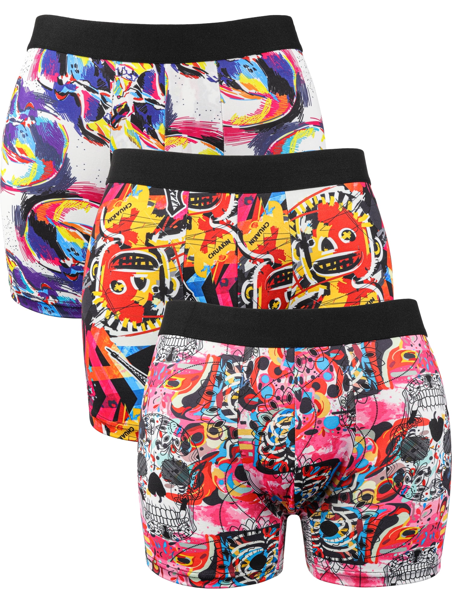 3 PACK Big and Tall Mens Boxer Briefs Scrawl Print Plus Size Underwear ...