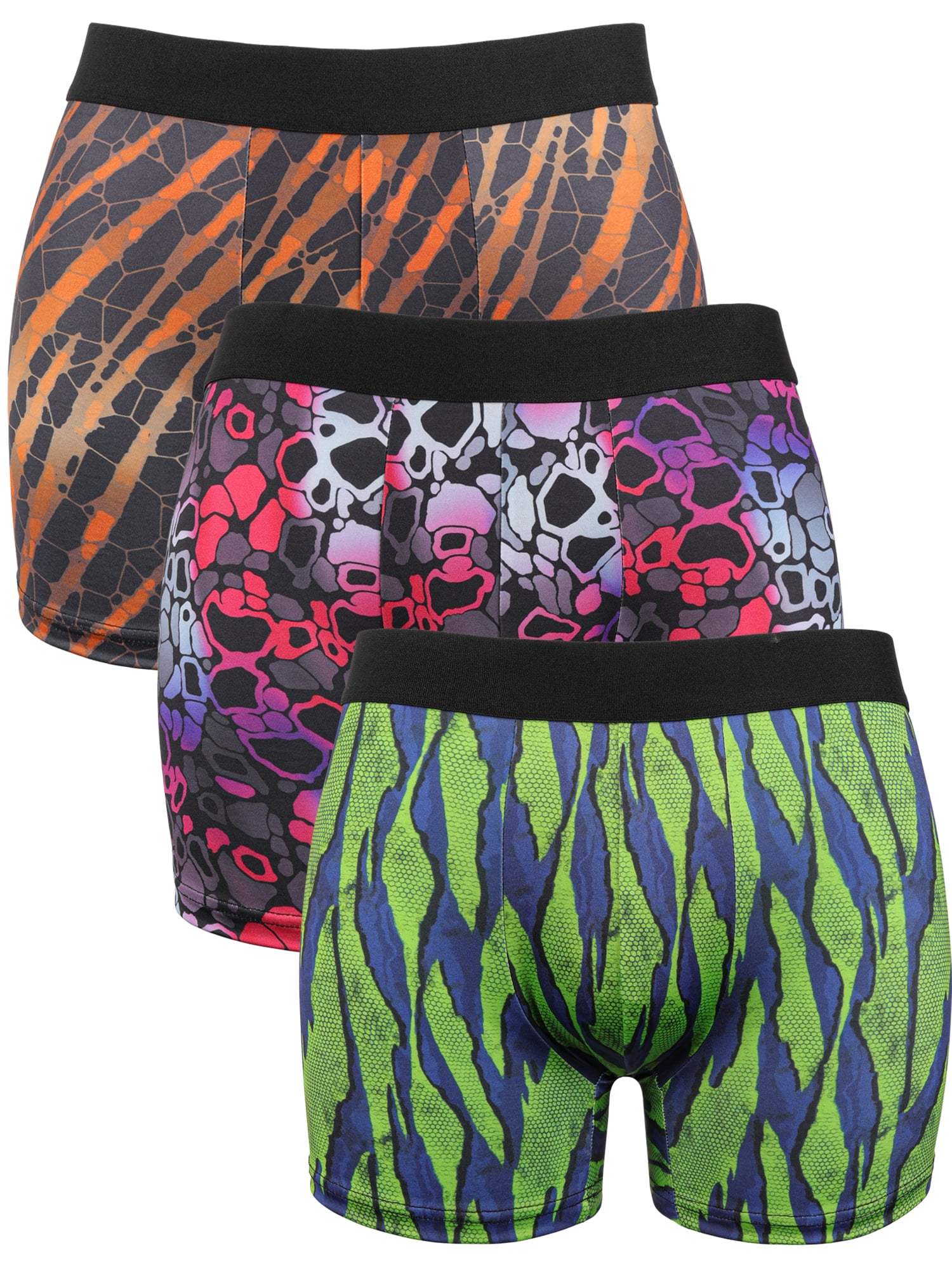 3 PACK Big and Tall Mens Boxer Briefs Scrawl Print Plus Size Underwear ...