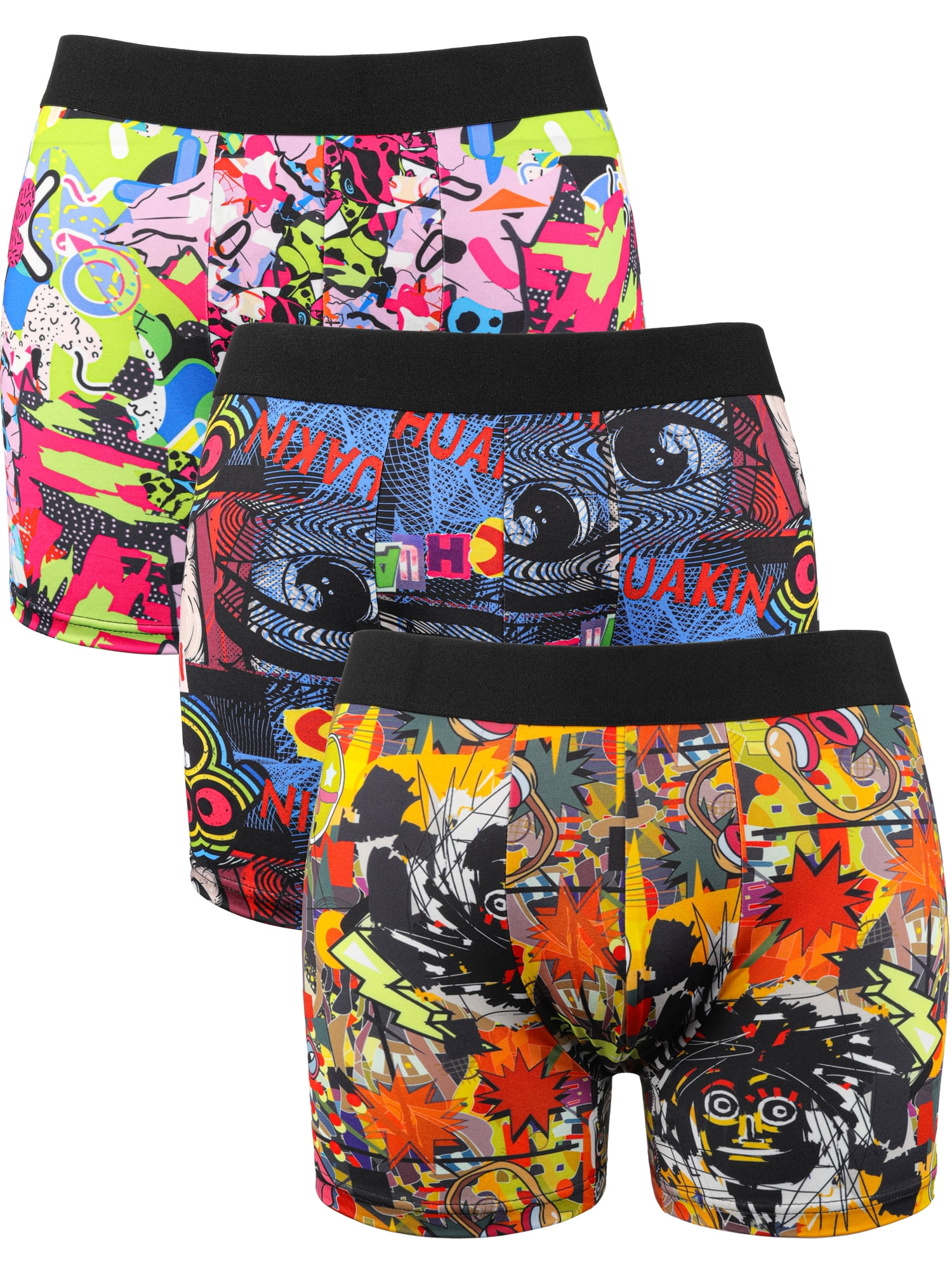 3 PACK Big and Tall Mens Boxer Briefs Scrawl Print Plus Size Underwear ...