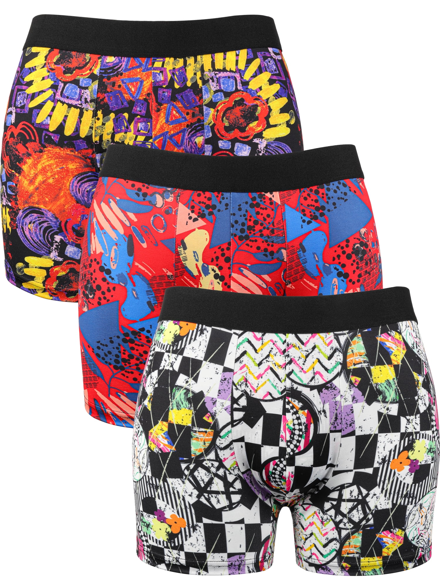 3 PACK Big and Tall Mens Boxer Briefs Scrawl Print Plus Size Underwear ...