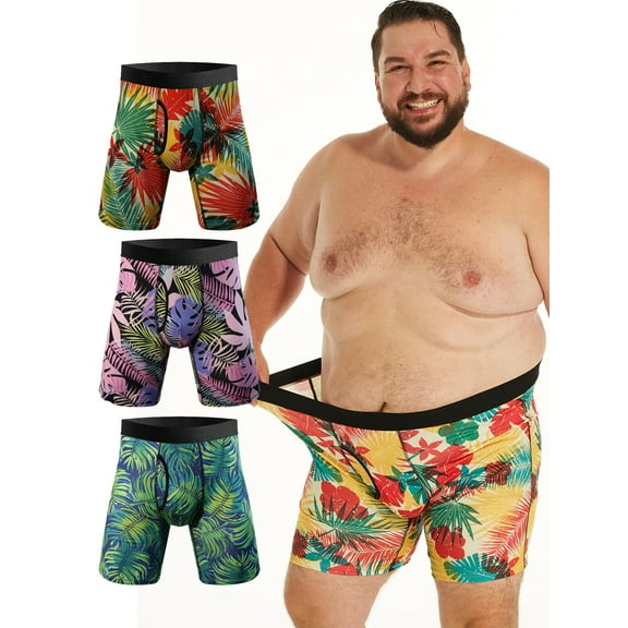 absanyy Mens Cotton Boxer Briefs Multipack 3 Pack, Big and Tall Soft ...