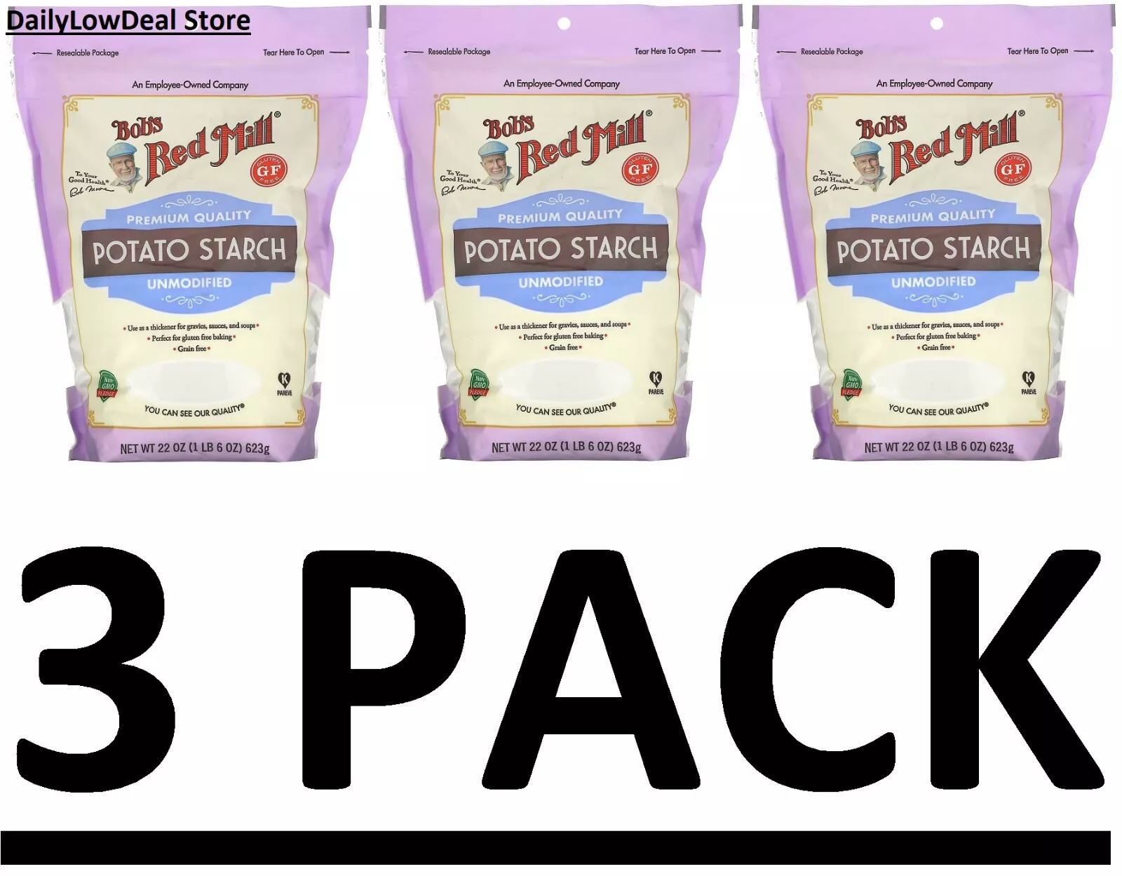 3 PACK - Bob's Red Mill Potato Starch Unmodified 22 oz (Total 66 oz ...
