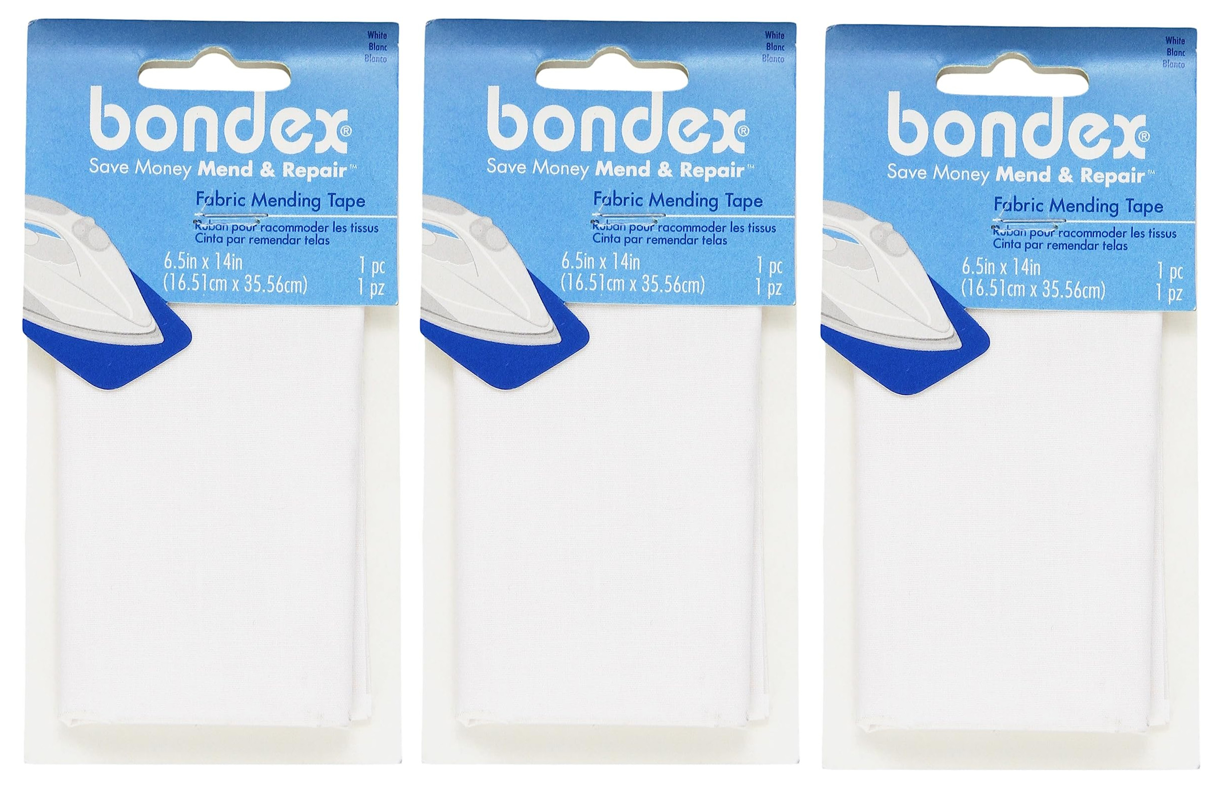 3-PACK - Bondex Iron-On Mending Fabric 6.5"x14" - White - Walmart.com
