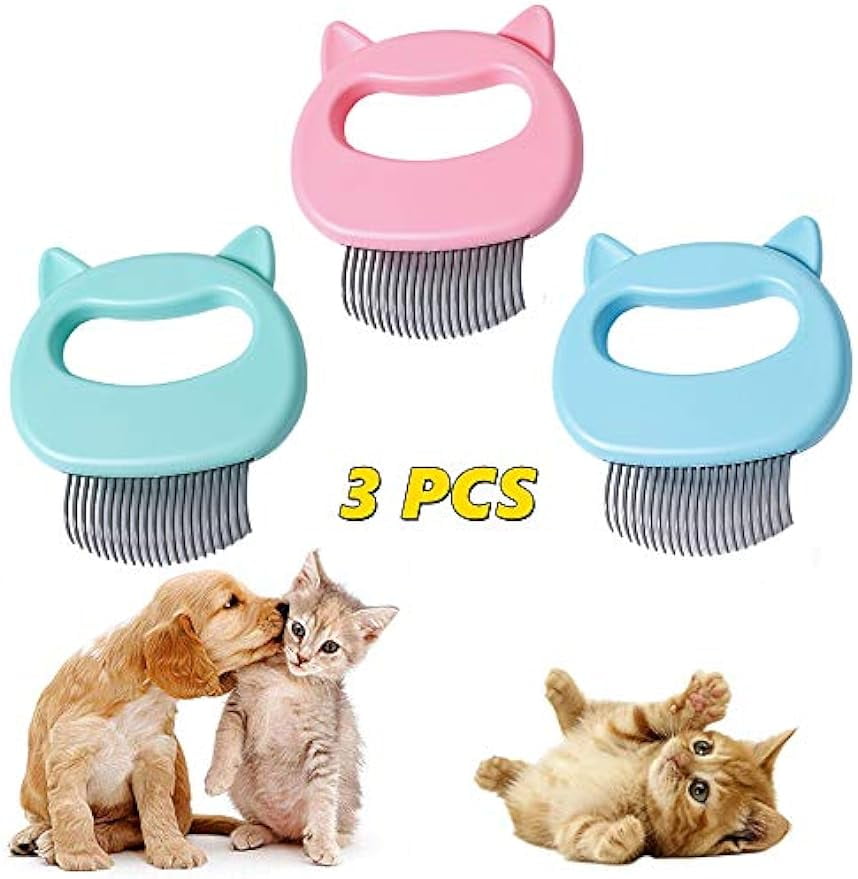 3 PACK Cat Comb Pet Cat Short & Long Hair Removal Massaging Shell Comb ...