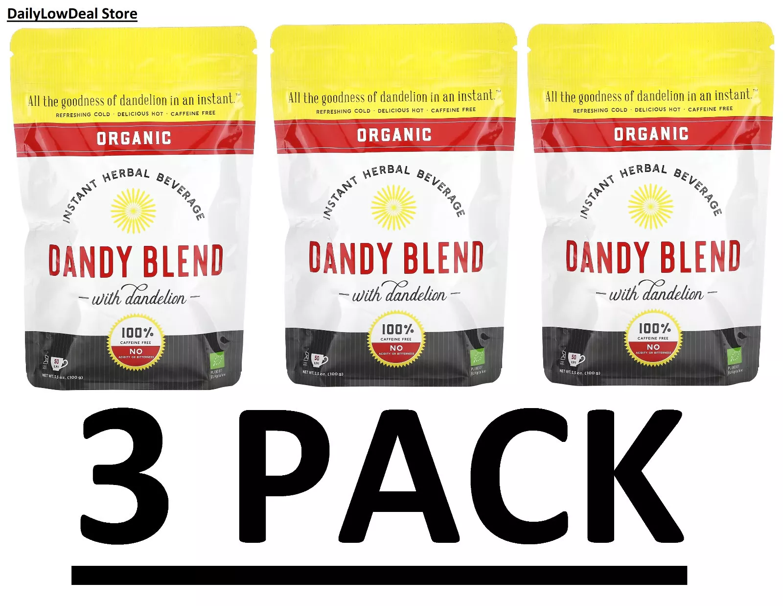 3 PACK - Dandy Blend Instant Herbal Beverage Dandelion 3.53 oz (Total ...