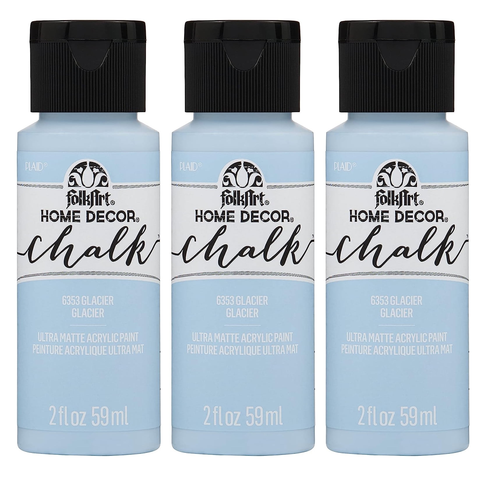3-PACK - Folkart Home Decor Chalk Paint 2oz-Glacier - Walmart.com