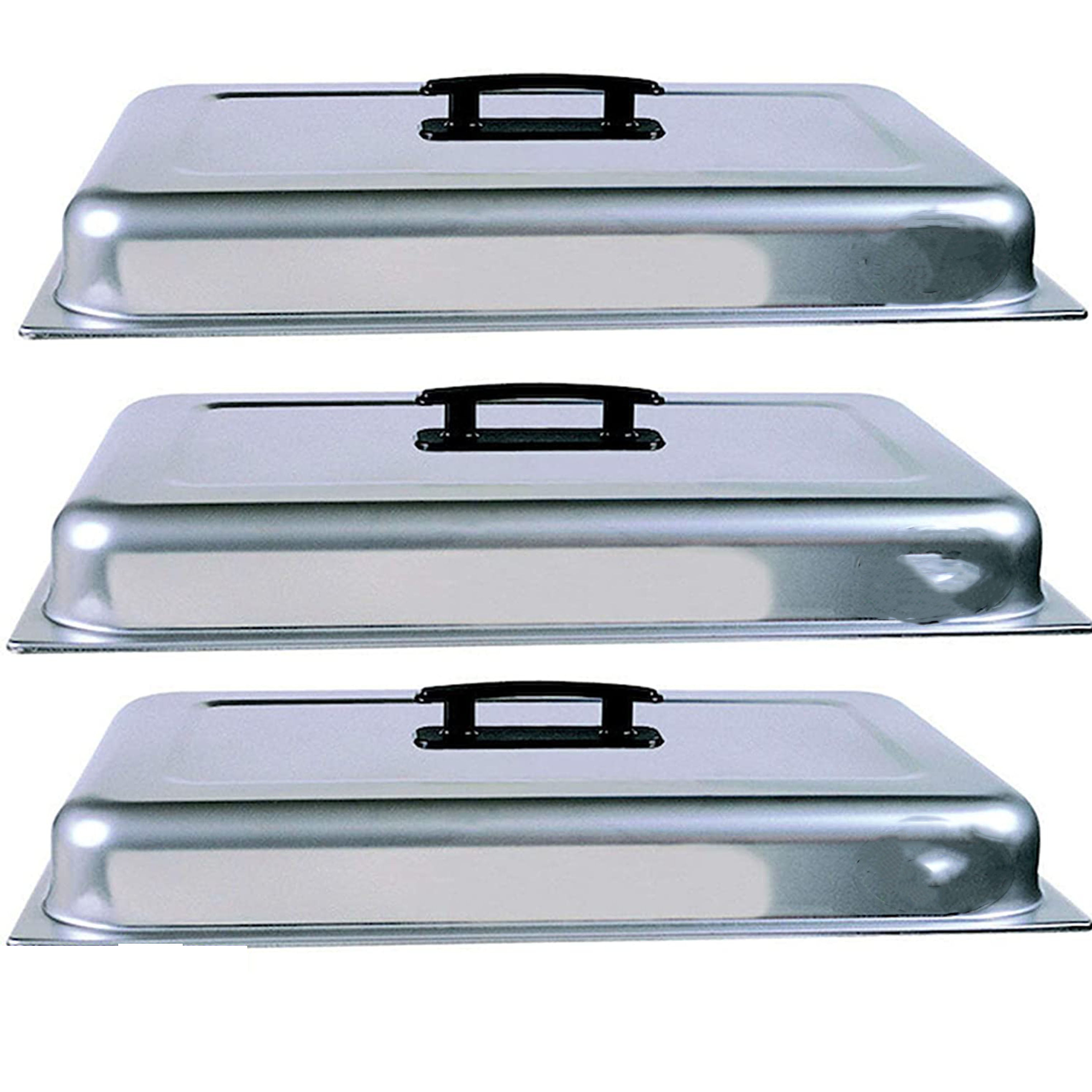 Lead-Free 3 Pack - Full Size Solid Dome Stainless Steel Hotel Table Pan ...