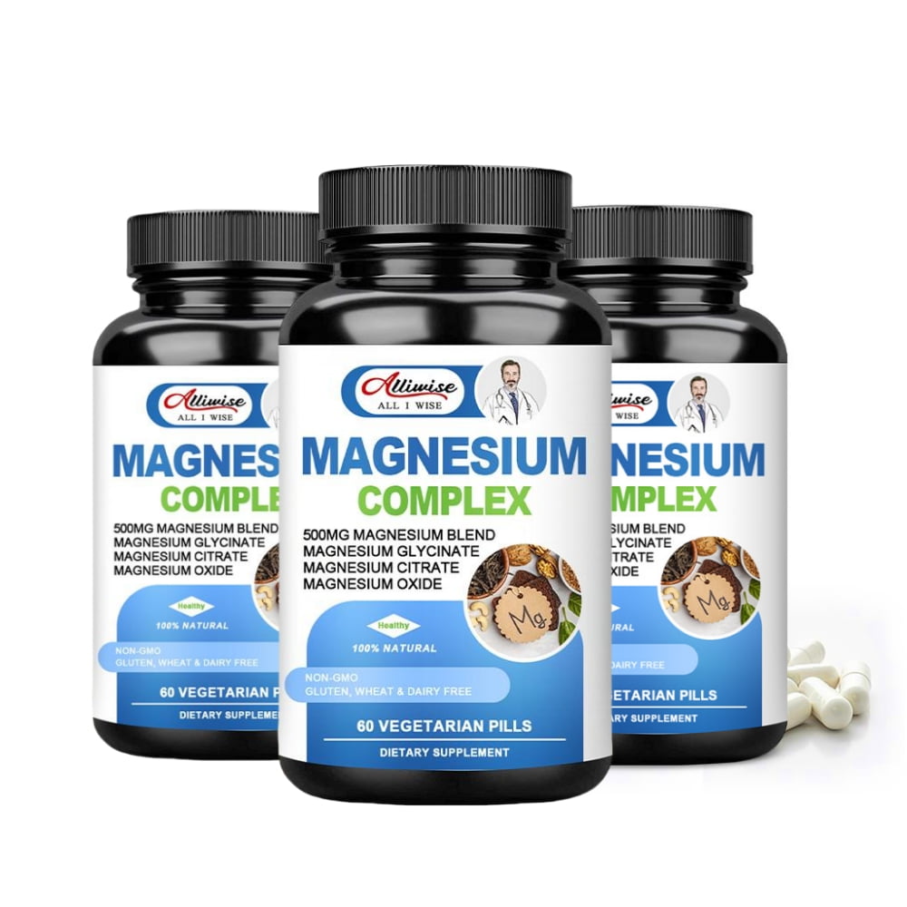 (3 PACK)Magnesium Complex Supplement 500mg, 180 Capsules,Magnesium ...