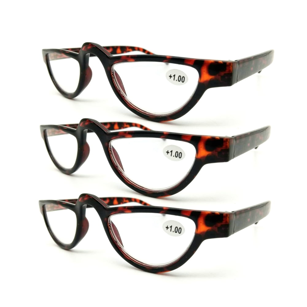 3 PACK Mens Womens Retro Half Moon Reading Glasses Classic Readers ...