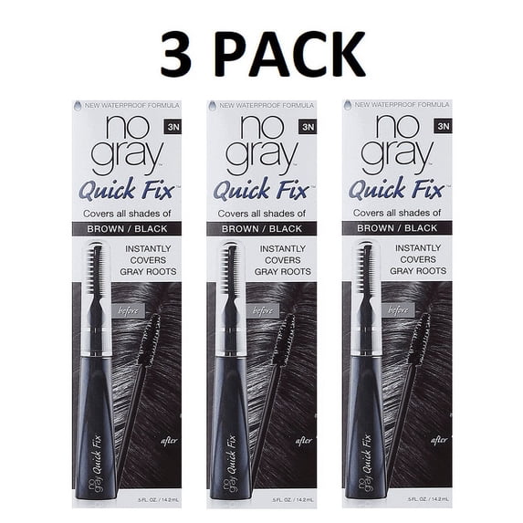 NO GRAY 3 Pack Quick Fix Hair Color, Waterproof Roots Touch-Up in 3N ...
