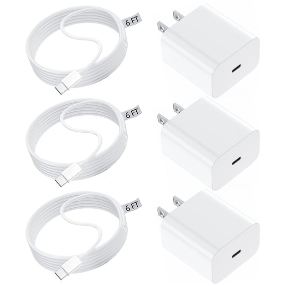 Afflux 3-Pack iPhone Charger, 6Ft USB-C Cable, 20W Fast Charging Power ...