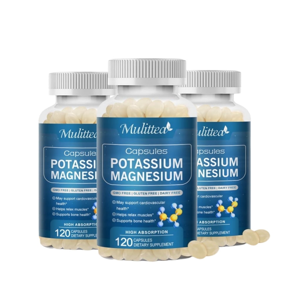 (3 PACK)Potassium Magnesium Supplement,Support Bone, Heart, Muscle ...