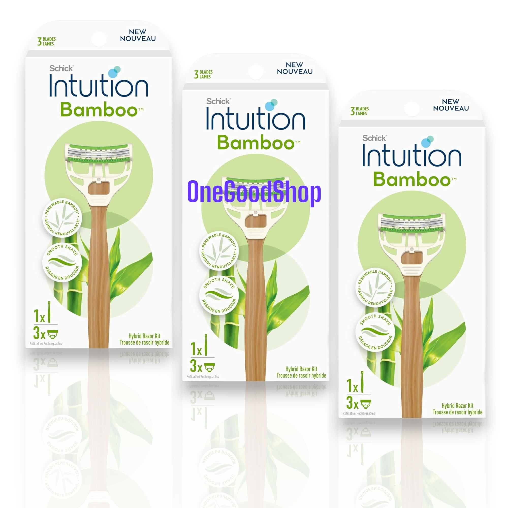 3 PACK- Schick Intuition Bamboo Disposable Razors for Women, 3ct ...