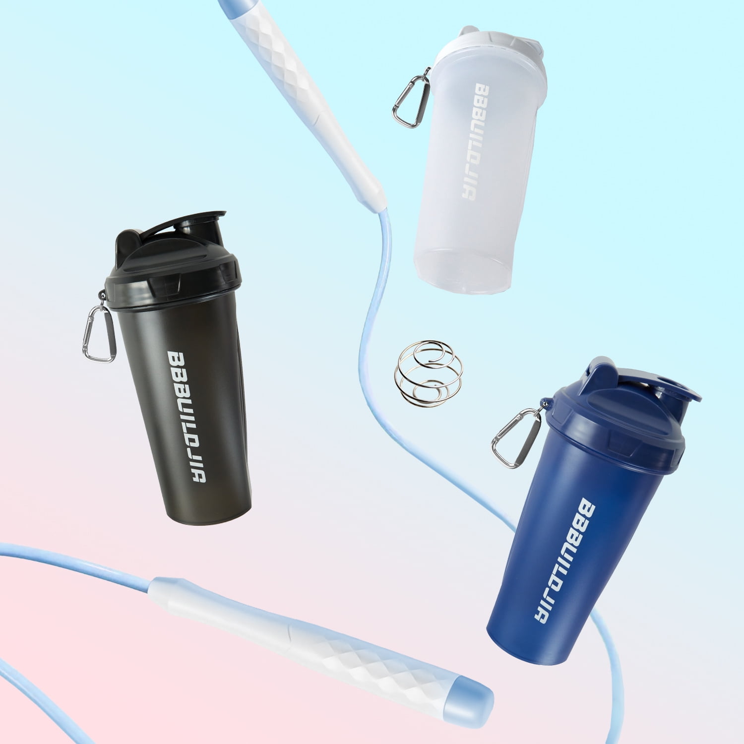 3 PACK Shaker Bottles 24 OZ, Shaking Ball Whisk, Wide Mouth and Flip ...