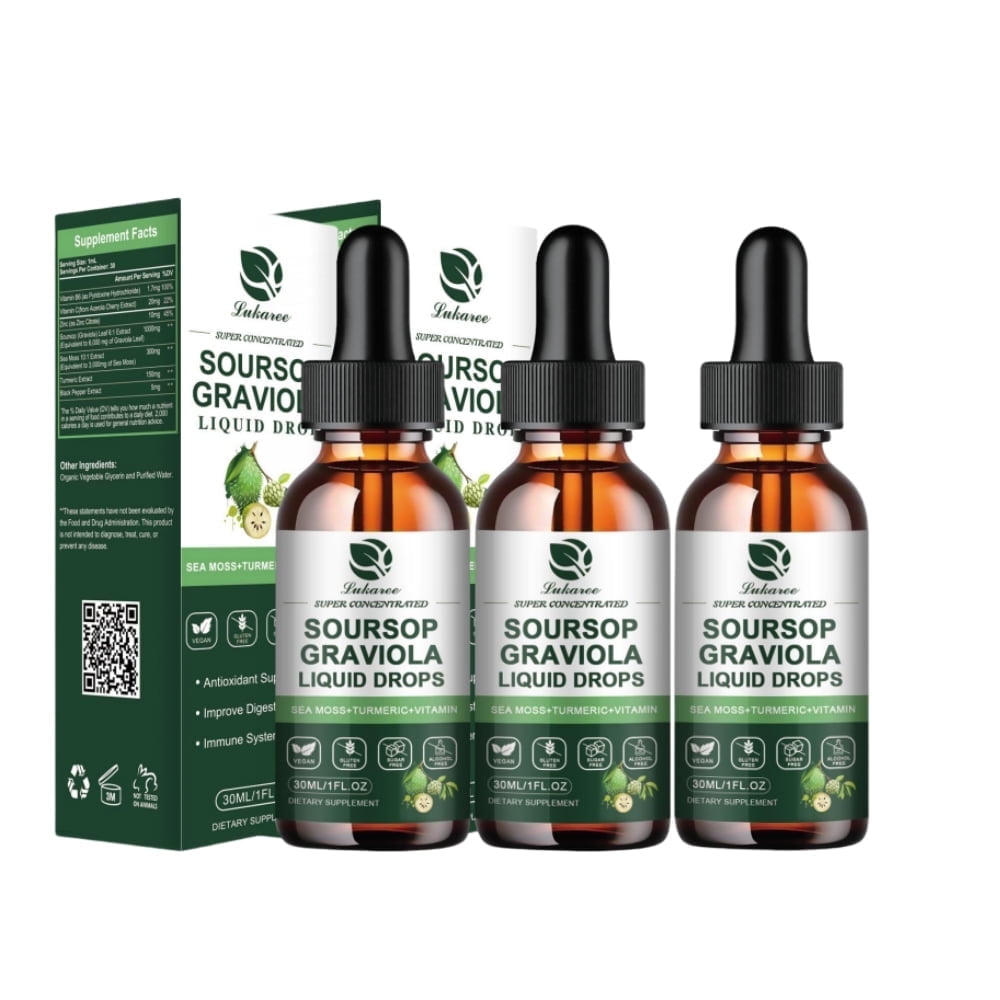 (3 PACK)Soursop Graviola Leaf Extract Liquid Drop, High Absorption ...