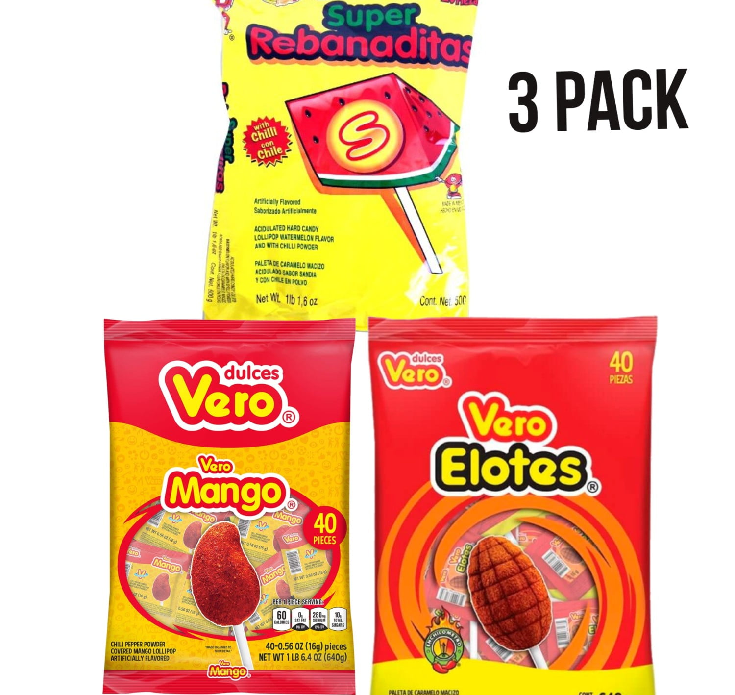 3 PACK | Spicy Mexican Candy Kit | Vero Mango, Vero Elote and ...