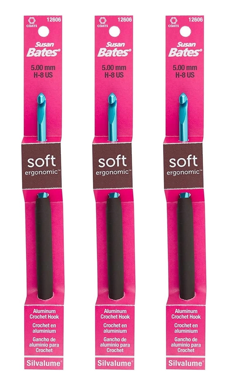 3-PACK - Susan Bates Silvalume Soft Handle Aluminum Crochet Hook 5.5 ...