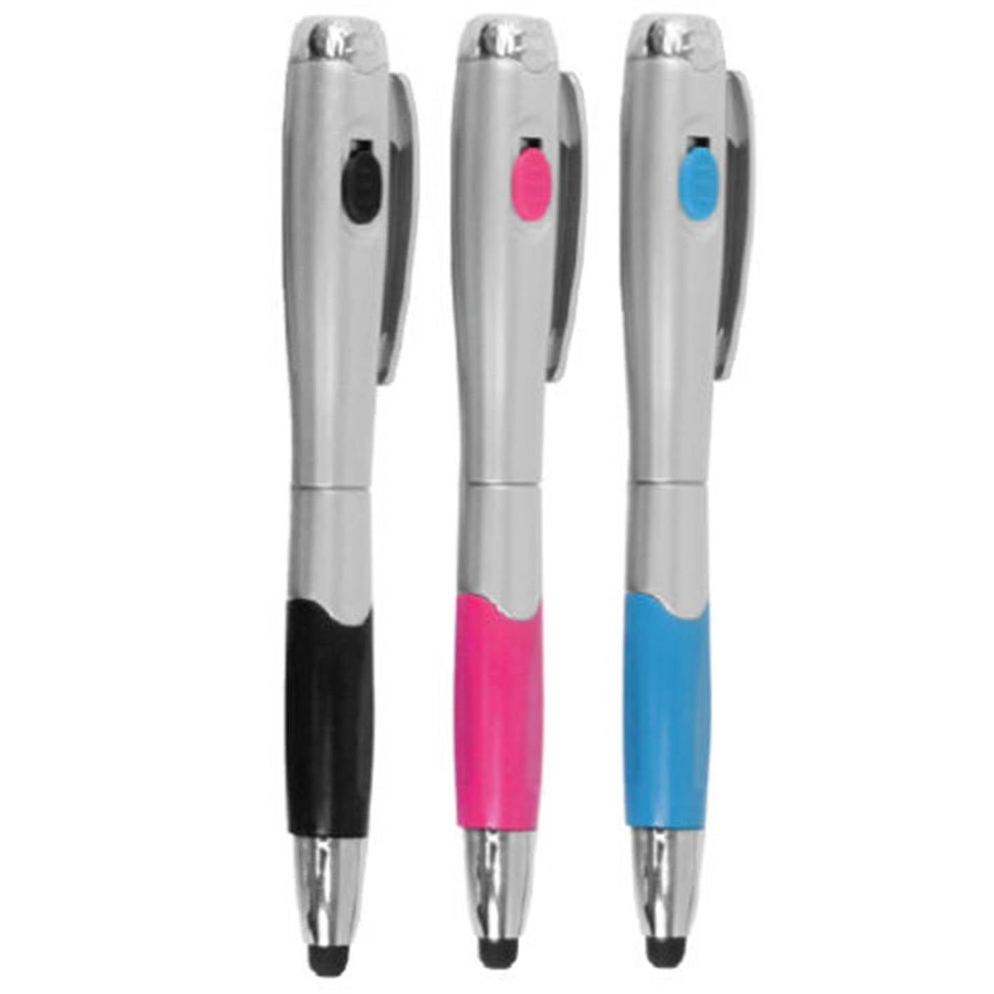 [3-PACK] Universal 3-in-1 Stylus + Ballpoint Pen + LED Flashlight For ...