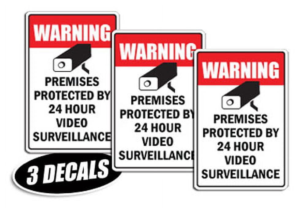3 Pack Video Surveillance Decals Sticker Decal Label Video Warning CCTV ...